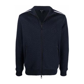 Giorgio Armani Elegante Blaue Jacke - - Sweatshirts & Hoodies - Herren - Blau - M
