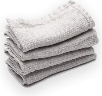 LinenMe 30 x 30 cm Set mit 4 silber Leinen Handt&uuml;chern Wafer 0454901