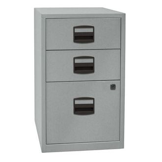 Bisley Bisley Home Beistellschrank PFA, 2 Universalschubladen, 1 HR-Schublade, Metall, 355 Silber, 40 x 41.3 x 67.2 cm