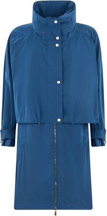 Moorer Femme, Manteaux, Bleu, Taille: 32 FR Manteau Moderne avec Col Haut &Eacute;l&eacute;gant
