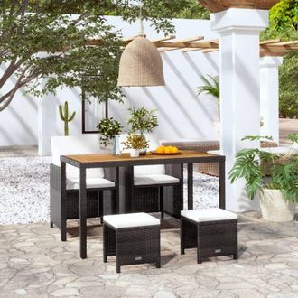 vidaXL vidaXL Ensemble &agrave; manger dext&eacute;rieur 5 pcs Rotin et bois dacacia Noir