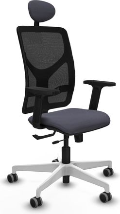 Piqueras y Crespo B&uuml;rostuhl aus Stoff, h&ouml;henverstellbar, mit Rollen und 2D-Armen, h&ouml;henverstellbare Lendenwirbelst&uuml;tze und festes Kopfteil, Schwarz/Dunkelgrau