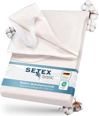 Setex Molton Matratzenschoner 80x200 naturfarben - Matratzenauflage für Bettmatratzen 15-22cm Höhe - Matratzenschutz Fixspannauflage mit Eckgummis - STANDAR