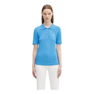 Sporty & Rich SRC Geripptes Polo - - Tops - Damen - Blau - XS