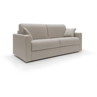 Divani.Store Chris Schlafsofa mit 18 cm hoher Matratze Stoff T13 206 cm (mat. 160x197) creme - panna