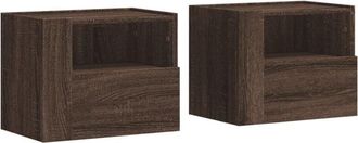 vidaXL Tables de chevet murales 2 pcs chêne marron 45x30x35 cm Vidaxl