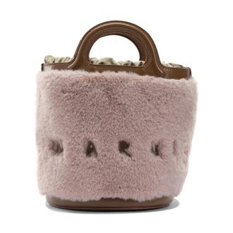 Marni Femme, Sacs, Rose, Taille: ONE Size Shearling Tote Bag avec Bordure en Cuir