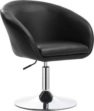 Woltu Barhocker 1er Set, stufenlose Höhenverstellung, verchromter Stahl, Kunstleder, gut gepolsterte Sitzfläche mit Armlehne und Rücklehne, Schwarz