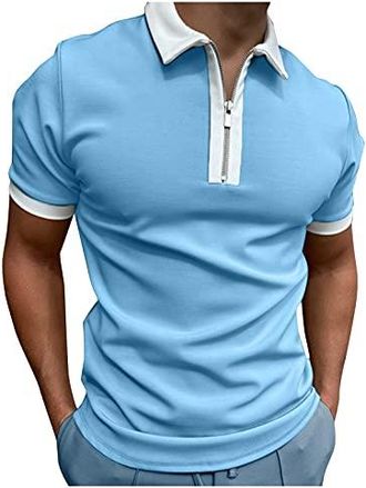 Generic Polo pour homme Coupe droite : polo avec fermeture &eacute;clair 1/4 T-shirt l&eacute;ger T-shirt uni T-shirts respirants avec col rabattu Surchemise dext&eacute;rieur d&eacute;c