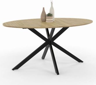 IDMarket Idmarket - Table à manger ovale alix 8 personnes pied araignée bois et noir 150 cm