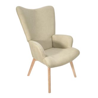 SVITA Olav Sessel Ohrensessel Loungesessel Relaxsessel mit Armlehne mit hohem Rücken modern bequem robust Wohnzimmer Schlafzimmer Esszimmer Beige