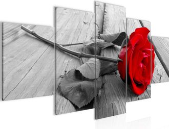 Runa Art Bild Wohnzimmer Schlafzimmer Blumen Rosen 5 Teilig Holz Rot Grau Wandbilder auf Vlies Leinwand 204453a