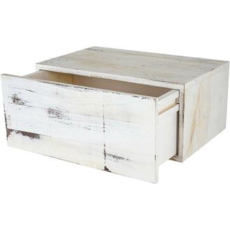 Hhg [JAMAIS UTILIS&Eacute;] &Eacute;tag&egrave;re murale Dinant, avec tiroir, 21x46x30cm style shabby, vintage, blanc