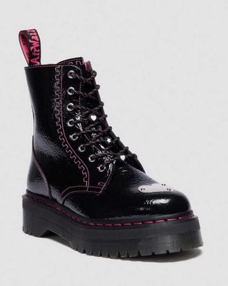 Dr. Martens Jadon Distressed Lackleder Plateaustiefel Schuhe in Schwarz, Gr&ouml;&szlig;e: 36