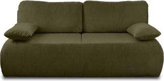 Best Mobilier BestMobilier - Canap&eacute; Convertible avec Coffre Loutro en Velours C&ocirc;tel&eacute; - Canap&eacute; Lit - Sofa Vert 3 Places - Salon