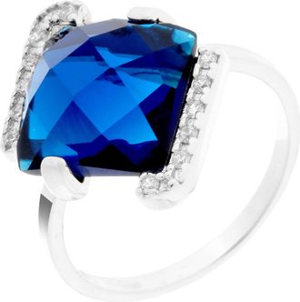 Orphelia Damen-Ring 925 Silber rhodiniert Zirkonia blau Quadratschliff Gr. 56 (17.8)-ZR-7208/56