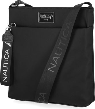 Nautica Diver Nylon Kleine Damen Crossbody Bag Geldb&ouml;rse mit verstellbarem Schultergurt, Schwarze Emaille, Einheitsgr&ouml;&szlig;e