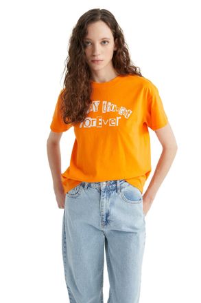 DeFacto Damen Z0604AZ T-Shirt, ORANGE, XL