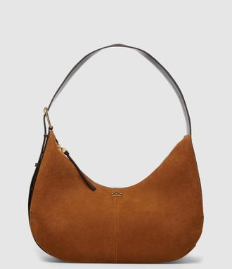 Ganni Sac Hobo Belt Medium Suede Caramel Caf&eacute;