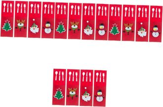 Garneck 16 Stk Weihnachtsbesteck Bestecktasche Zum Thema Weihnachten Geschirrtasche Schneidegabel Tasche Aufbewahrungsbeutel Für Besteck Strumpfbesteckhalter 