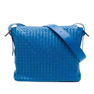 Bottega Veneta Pre-owned Sac bandouli&egrave;re en cuir nappa tress&eacute; - Femme - Pre-owned - Bleu - Taille: ONE Size