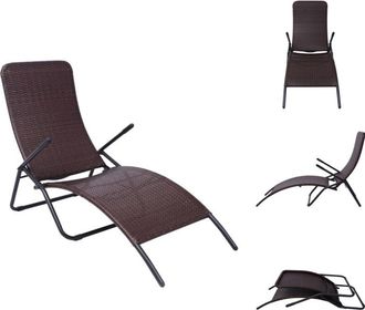 vidaXL Sonnenliege Klappbar Poly Rattan Brown - Sonnenliege - Gartenliege - Klappliege - Rattanliege - Outdoorliege