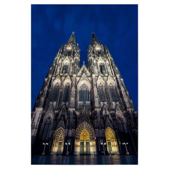 artboxONE Poster 75x50 cm St&auml;dte K&Ouml;LNER Dom BEI Nacht - Bild K&ouml;ln Blick nach Oben Domstadt