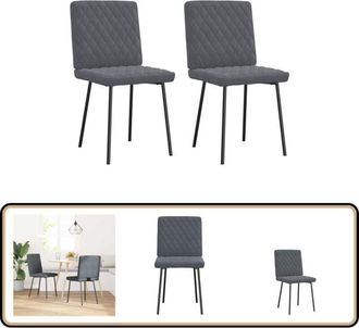 vidaXL Esszimmerstühle 2 Stk. Dunkelgrau Samt - Vidaxl