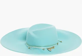 Maison Michel Plain Felt Hat BIG VIRGINIE embellished with Charms and Shells Maison Michel