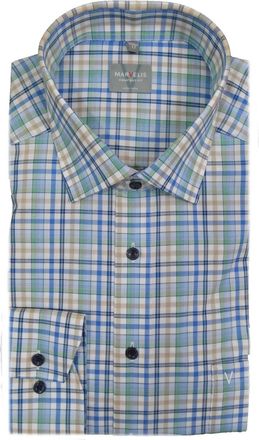 Marvelis Hemd Comfort Fit blau/gr&uuml;n/Weiss Karo 7032.74.45, Kragenweite:45