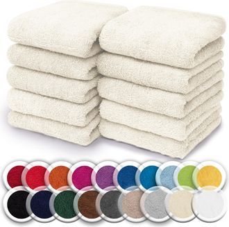NatureMark 10er-Set Frottee-Waschlappen f&uuml;r Gesicht und H&auml;nde - 100% Baumwolle, weich und saugf&auml;hig - 30&times;30 cm, Natur/Creme
