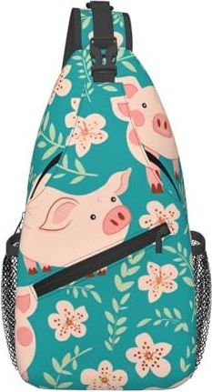 Generic Sac &agrave; bandouli&egrave;re en forme de cochon rose v&eacute;g&eacute;tal, sac &agrave; dos de voyage, sac &agrave; dos pour homme, sac &agrave; dos de randonn&eacute;e