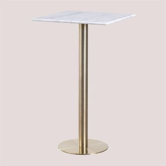 Sklum Sklum - Table Haute de Bar Carr&eacute;e en Marbre (60x60 cm) Cosmopolitan Or champagne
