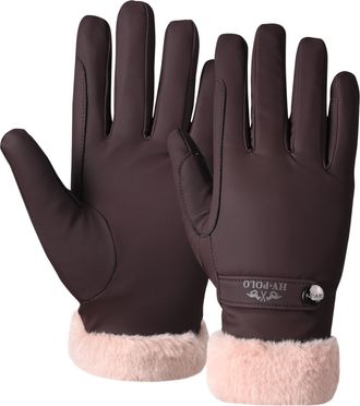 HV Polo Winter Handschuhe HVPGarnet Wood Dunkelbraun mit Kunstfell, Größe:XL