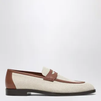 Loro Piana Sergio loafers in natural-coloured canvas and leather