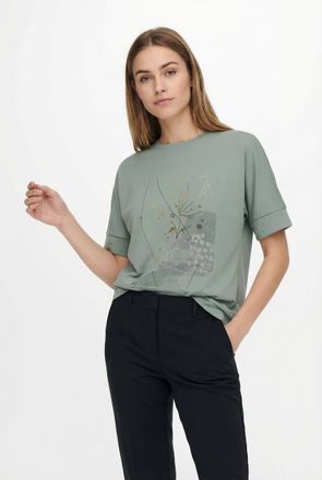 Only Kurzarmshirt ONLY ONLJANY S/S O-NECK PRINT TOP BOX JRS, Damen, Gr. L, jadeite print:janey journey, Jersey, Obermaterial: 53% Viskose, 47% Nylon, norma