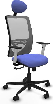 Piqueras y Crespo Home Office Zulema Sessel mit wei&szlig;en und schwarzen Armlehnen, h&ouml;henverstellbarer Lendenwirbelst&uuml;tze und festem Kopfteil, ausgestattet mit 3 Positionen