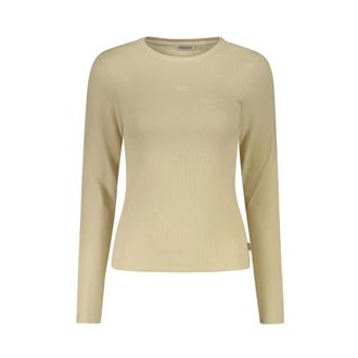 Guess Femme, Pulls, Beige, Taille: 44 FR T-shirt Femme en Coton Beige avec Broderie
