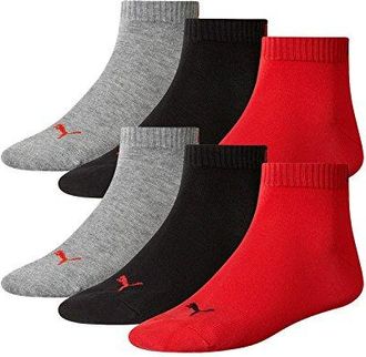 Puma 6 pair Sneaker Quarter Socks Unisex Mens & Ladies In 3 Colours, Farben:232 - black/red, Socken & Strümpfe:39-42