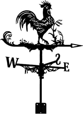 Generic Hahn-Wetterfahne aus Gusseisen mit montiertem Dach,Wetterfahne,windgeblasen,fliegendes Dach,Garten-Metalldekorationen (Farbe:Hahn) (Hahn)