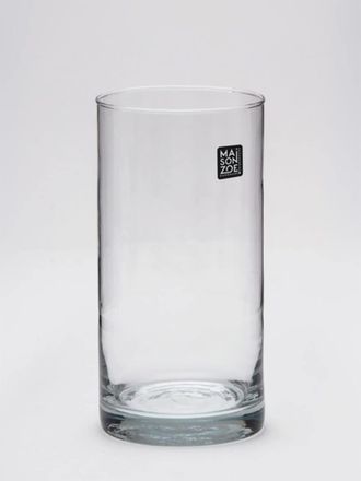 Maison Zoe Mundgeblasene und Handgefertigte Glasvase Zylinder - Rund Ø10cm - 2er Set - 25cm hoch - Blumenvase - Deko & Hochzeit Transparent