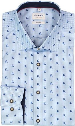 Olymp Herren Hemd blau Baumwoll-Stretch