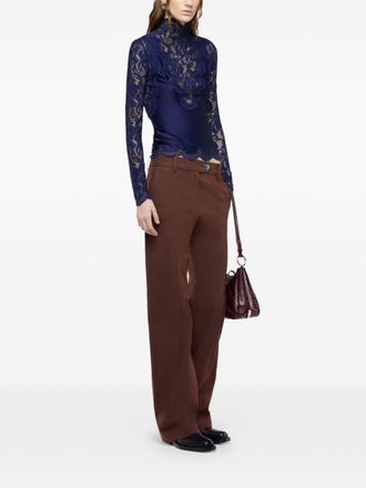 Paco Rabanne Floral Lace with Scalloped Edges Blouse - Navy