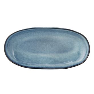 Bloomingville Serviertablett Sandrine, blau, Keramik, 12,5 x 23,5 x 3 cm