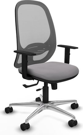 Piqueras y Crespo Hochwertiger Schreibtischstuhl mit 1D-Armen, h&ouml;henverstellbare Lendenwirbelst&uuml;tze, ausgestattet mit Syncro/Translack und Schneideschaum, Grau/Grau