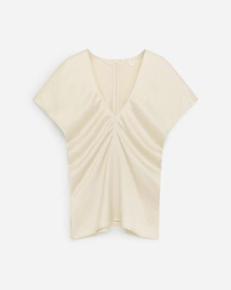 Arket Drapiertes Satinoberteil -Beige