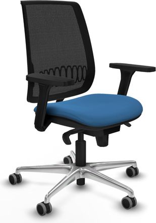 Piqueras y Crespo B&uuml;rostuhl mit 3D-Armen, h&ouml;henverstellbare Lendenwirbelst&uuml;tze, ausgestattet mit 5 Positionen und injiziertem Schaumstoff, Schwarz/Hellblau