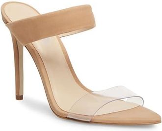 Generic Sandales à Talons Aiguilles et Bout Pointu pour Femme, Mules à Enfiler, en Daim à Bride arrière pour lété Transparentes, pour Le Bureau ou Les soirées