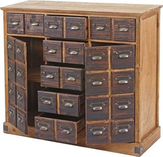 Hhg [NEUWERTIG] Apothekerkommode HHG-521, Schubladenschrank, Tanne Holz massiv Vintage 90x100x35cm