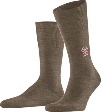 Falke Herren Socken Airport M So Wolle Baumwolle Einfarbig 1 Paar, Braun (Nutmeg Melange 5410) - Gift, 43-44